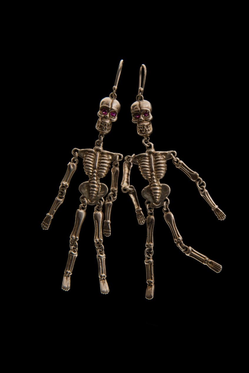 Black diamond Bat earrings with Dripping Pearl | Blue Morpho Jewelry