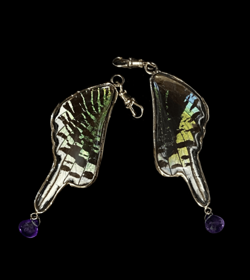 Green Page Moth Pendant | Blue Morpho Jewelry