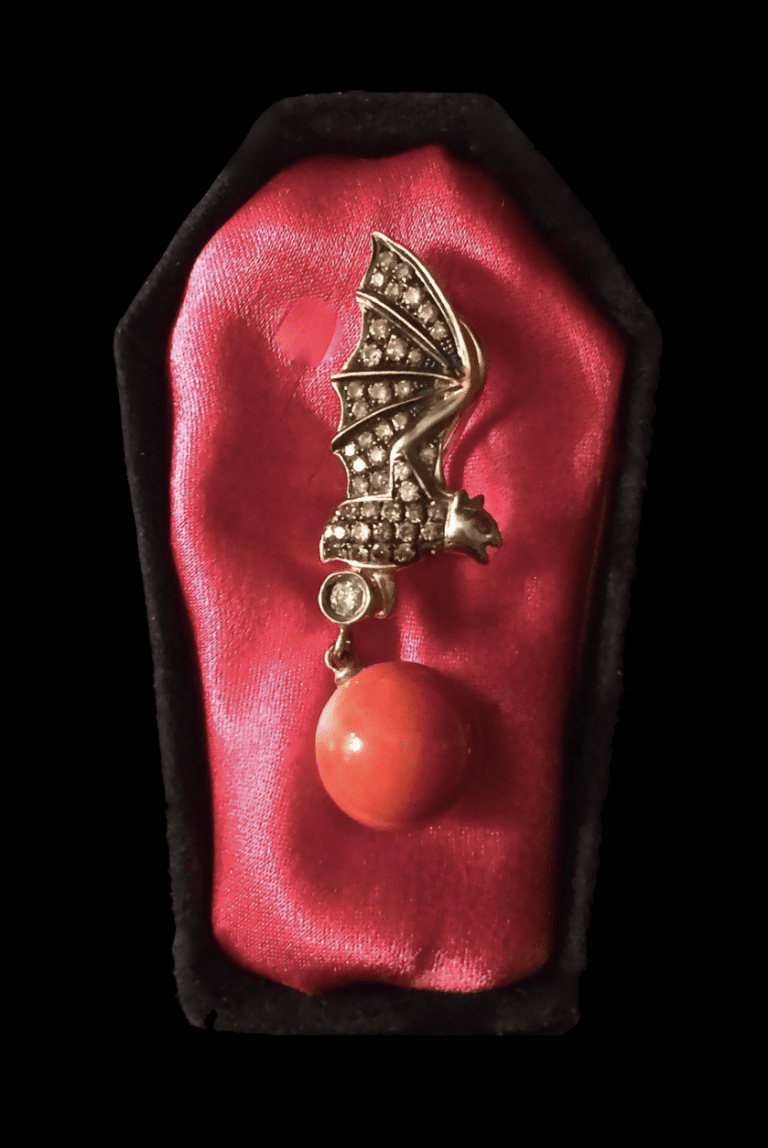 Black diamond Bat earrings with Dripping Pearl | Blue Morpho Jewelry