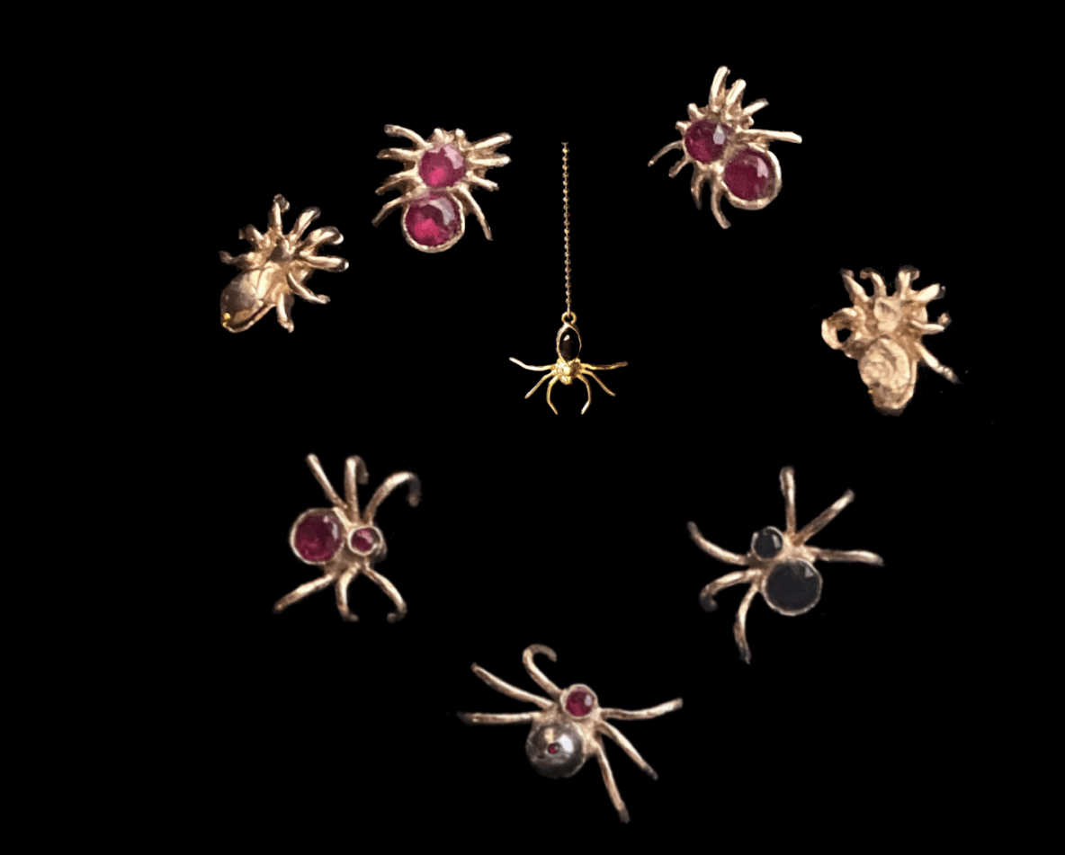 14k Gold Spider Stud, style 2, with Rubies or Diamonds | Blue Morpho ...